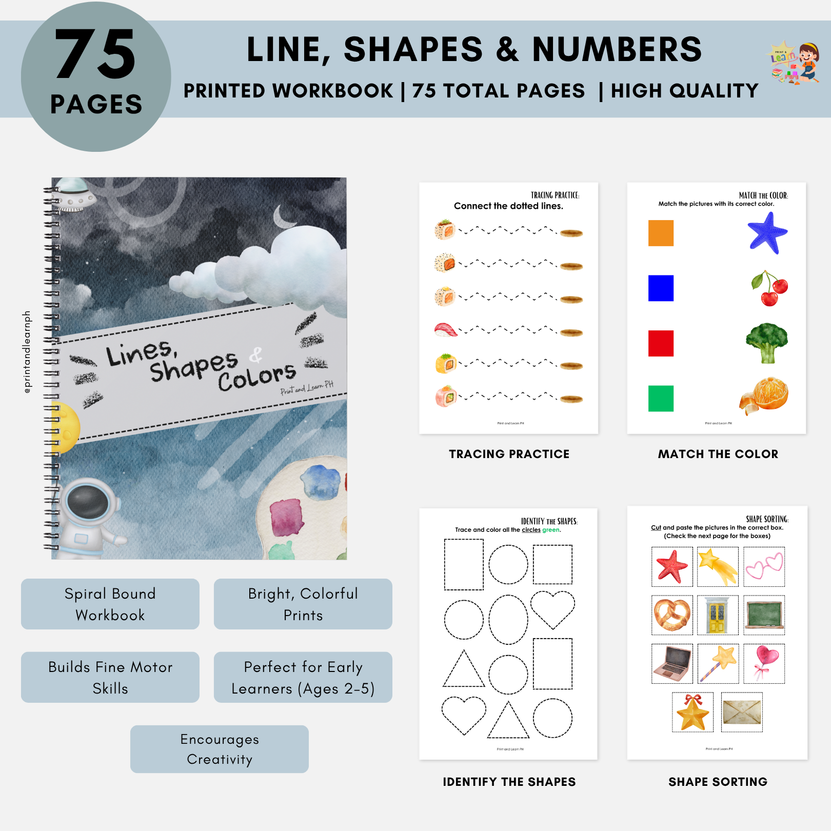 Line, Shapes & Colors – Print and Learn PH